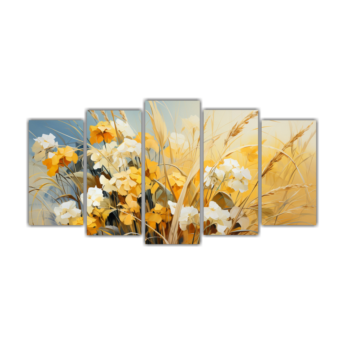 Cuadro Moderno Clásico: Sugarcane Grass En Amarillo Y Blanco, Estilo Neonoir - Decocuadros