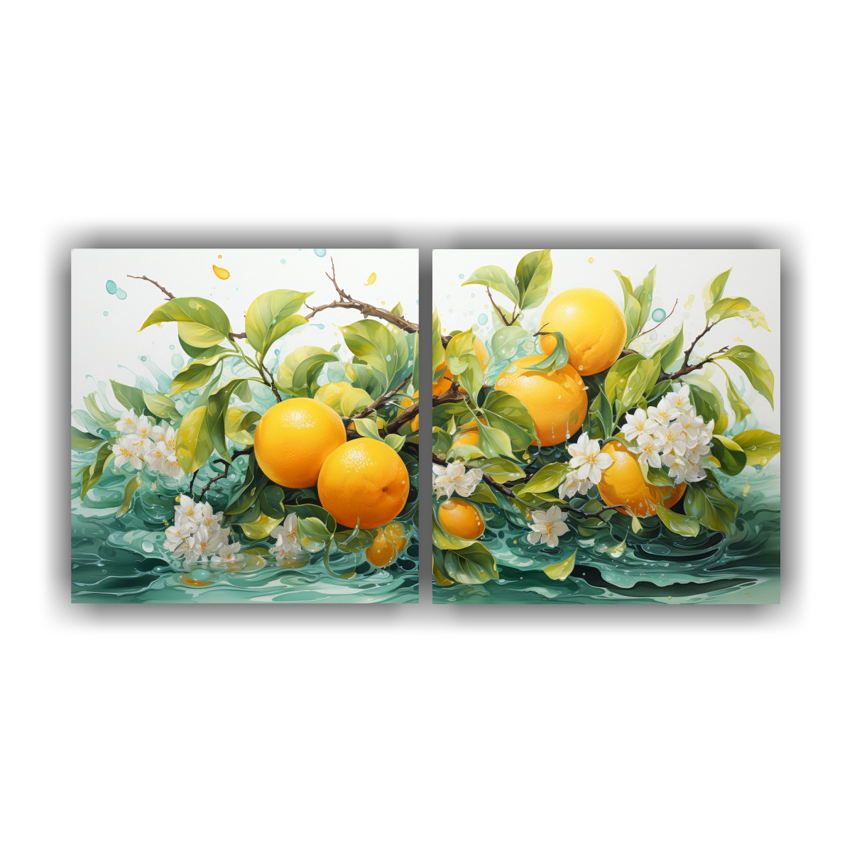 Cuadro Moderno Época A Árbol Naranja Amarillo Y Verde | DecoCuadros