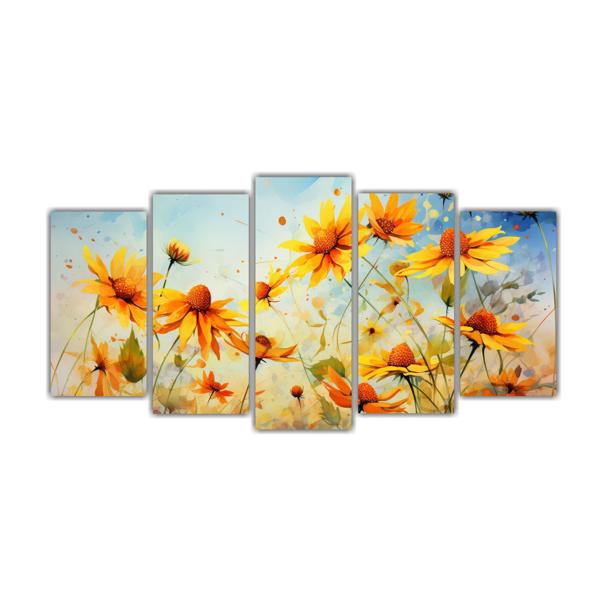 Cuadros Conceptuales De Flores De Alcachofa De Jerusalén En Colores Amarillo Y Rojo Para ...