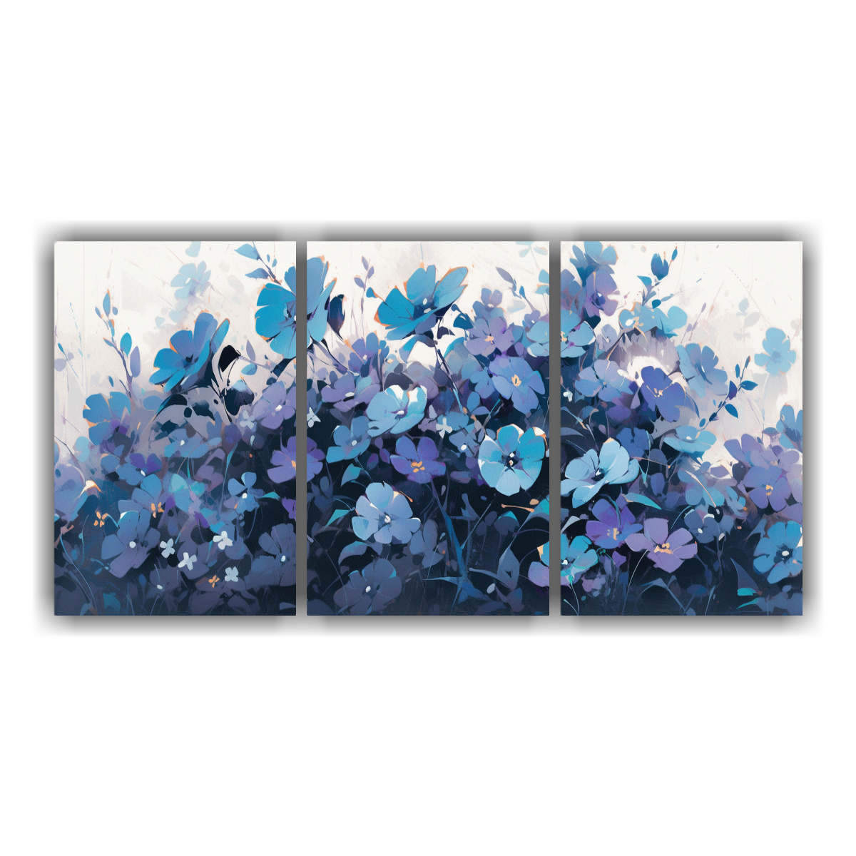 Cuadro Decorativo Morado Y Turquesa Con Flores En Tela - Decocuadros