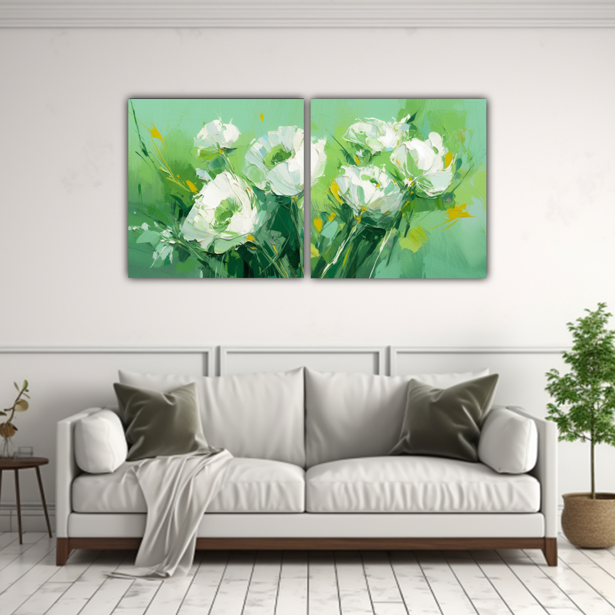 Cuadros Decorativos De Flores Verdes En Lienzo | DecoCuadros