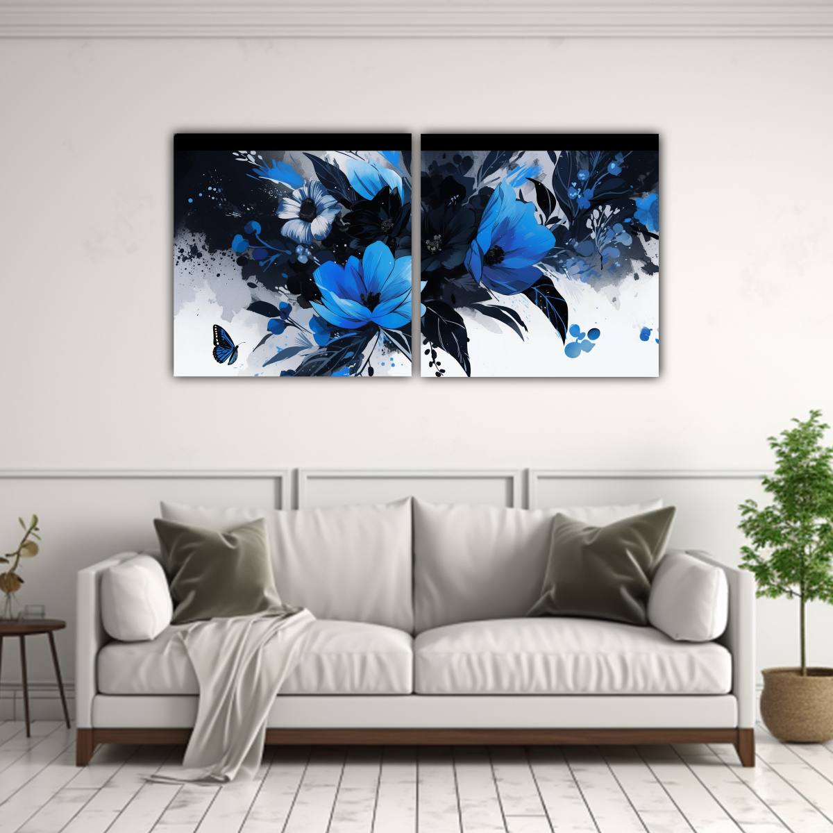 Diseño Bastidor Madera Colores Negro Y Azul Estilo Neonoir Ambiente Decorativo Pinturas ...