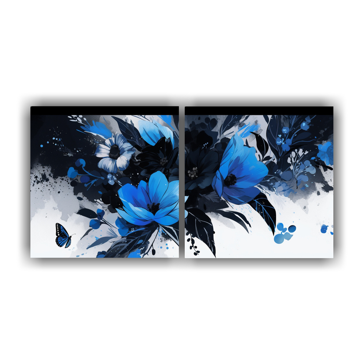 Diseño Bastidor Madera Colores Negro Y Azul Estilo Neonoir Ambiente Decorativo Pinturas ...