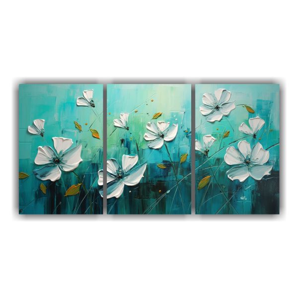Cuadros Decorativos De Flores Verdes Y Azul Turquesa: Detalles Intrincados En Serie De 3 ...