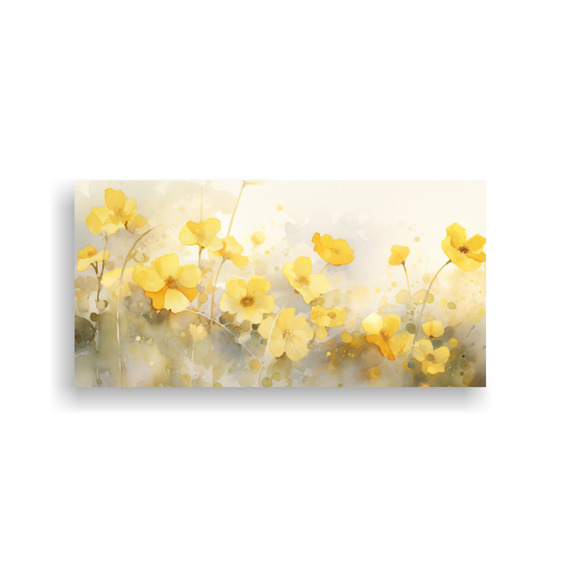 Lienzo Impreso Vitalidad Flores Amarillo Y Oro Abstracto - DecoCuadros