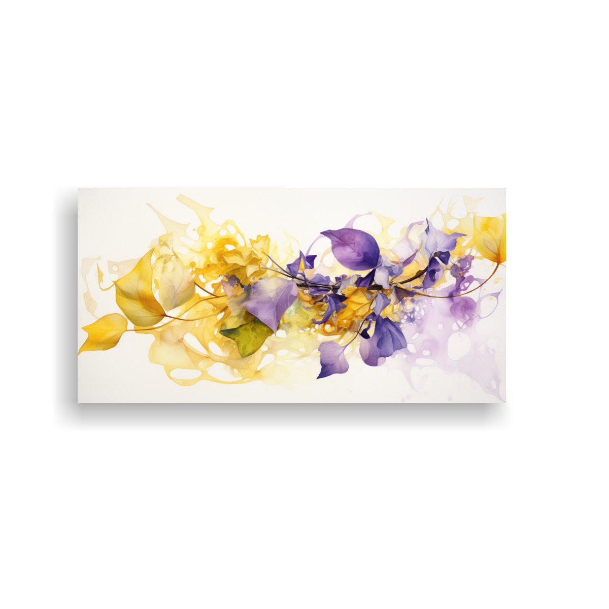 Pintura Abstracta De Flores De Tilo Amarillo Y Morado En Lienzo - Decocuadros