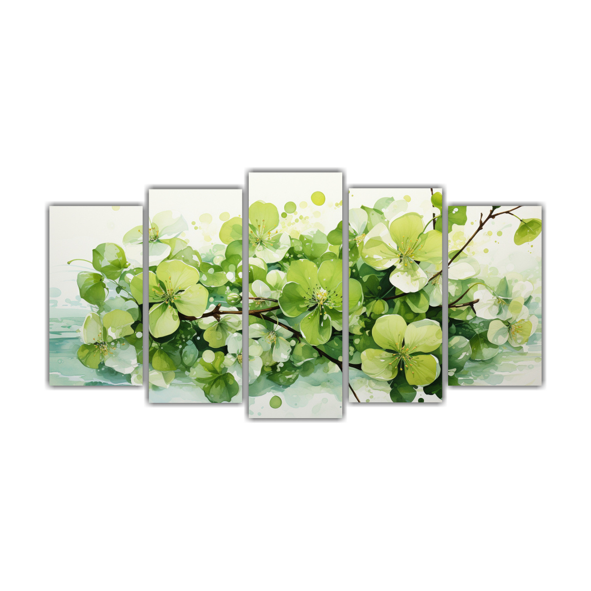 Cuadro Pintura Abstracta De Flores De Tilo En Colores Verdes - DecoCuadros