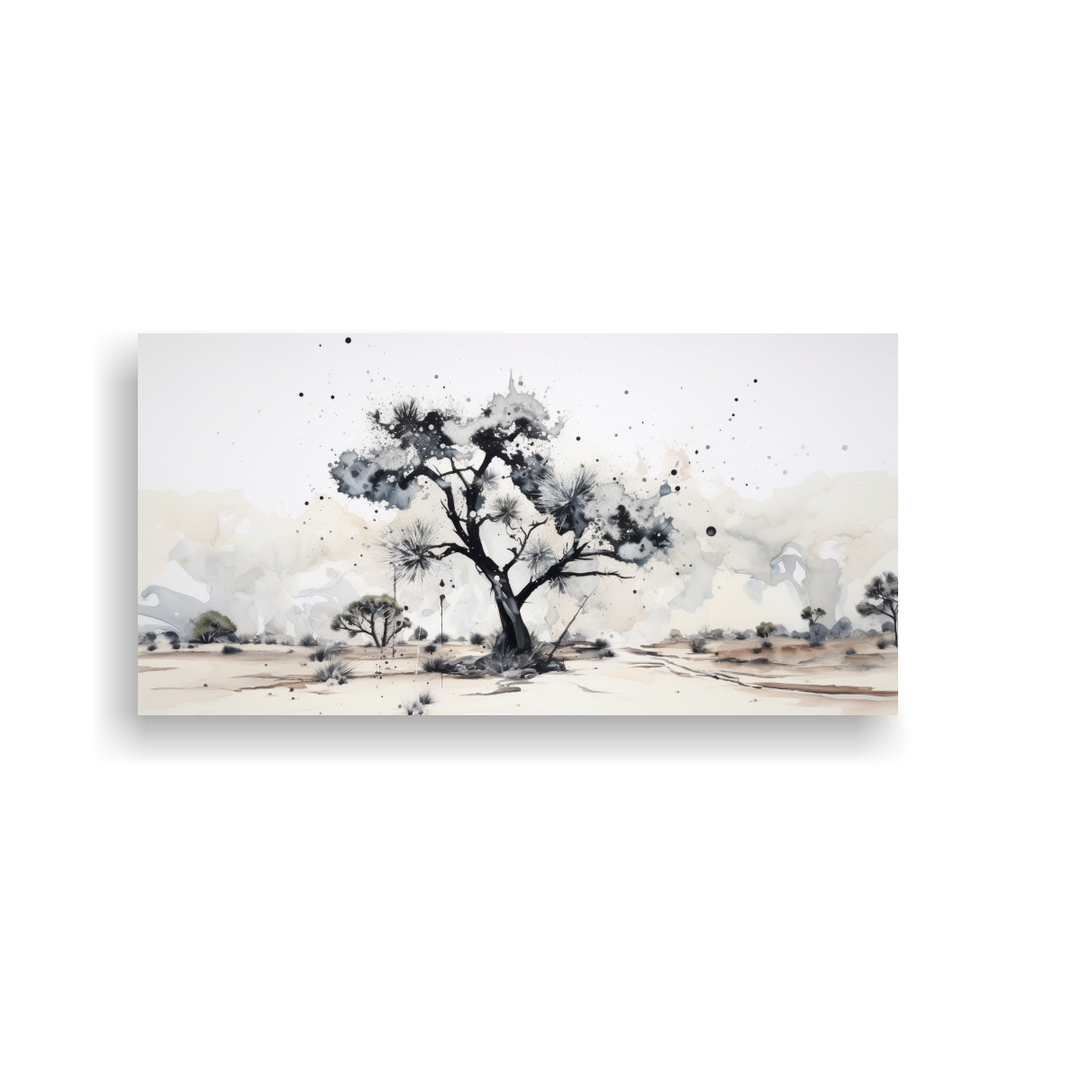 Cuadro Abstracto De Lienzo - Pintura A Joshua Tree Blanco Y Negro ...