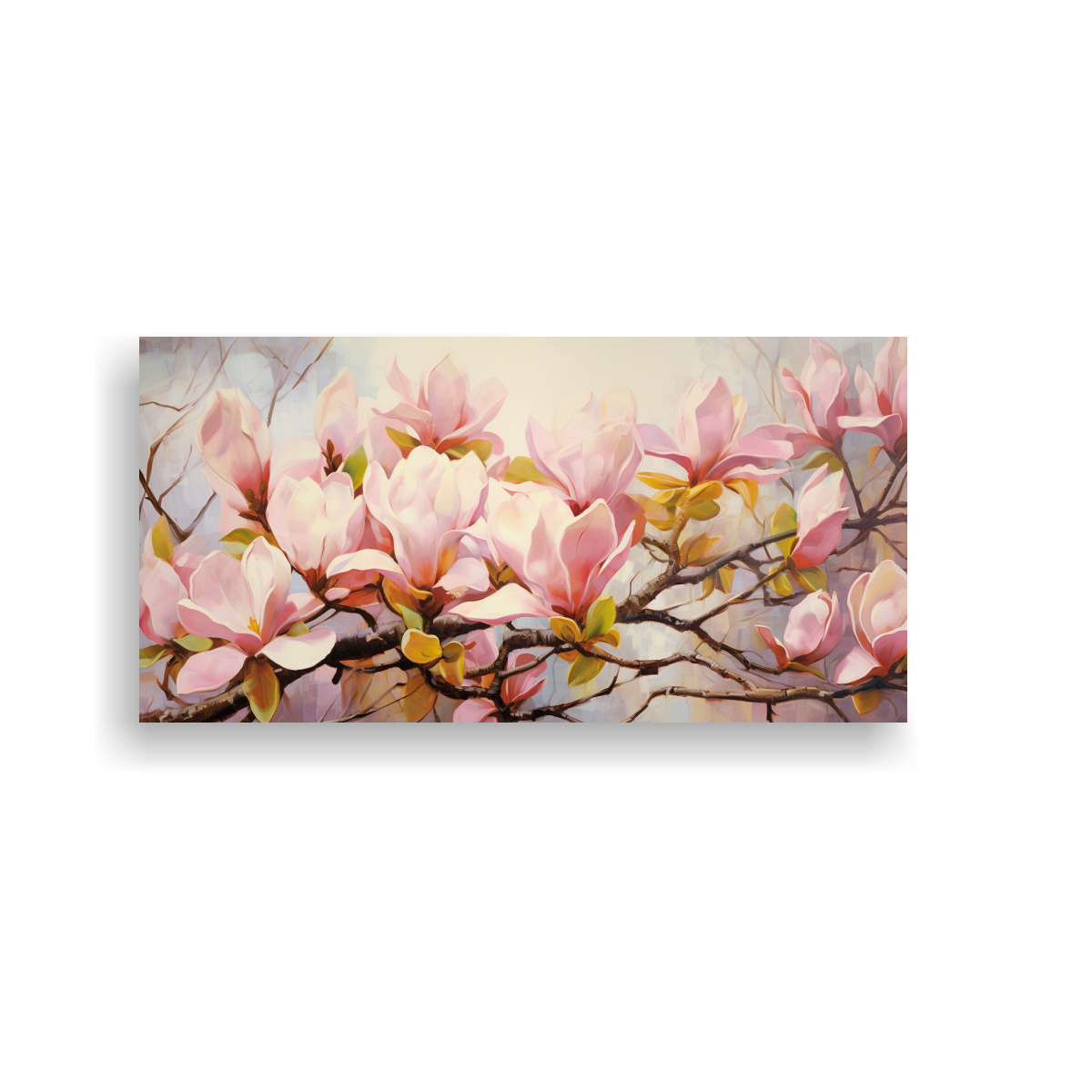 Pintura Abstracta De Magnolias En Colores Vivos - DecoCuadros
