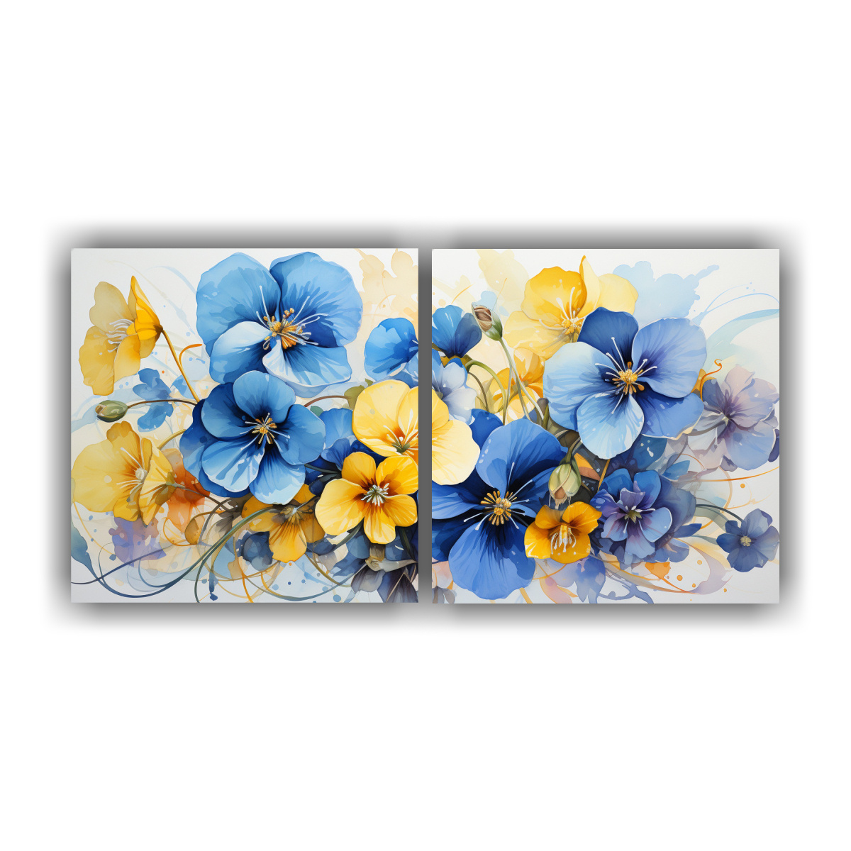 Compra Cuadro De Pintura Abstracta Luminosa De Flores Color Violeta Y Amarillo En DecoCuadros