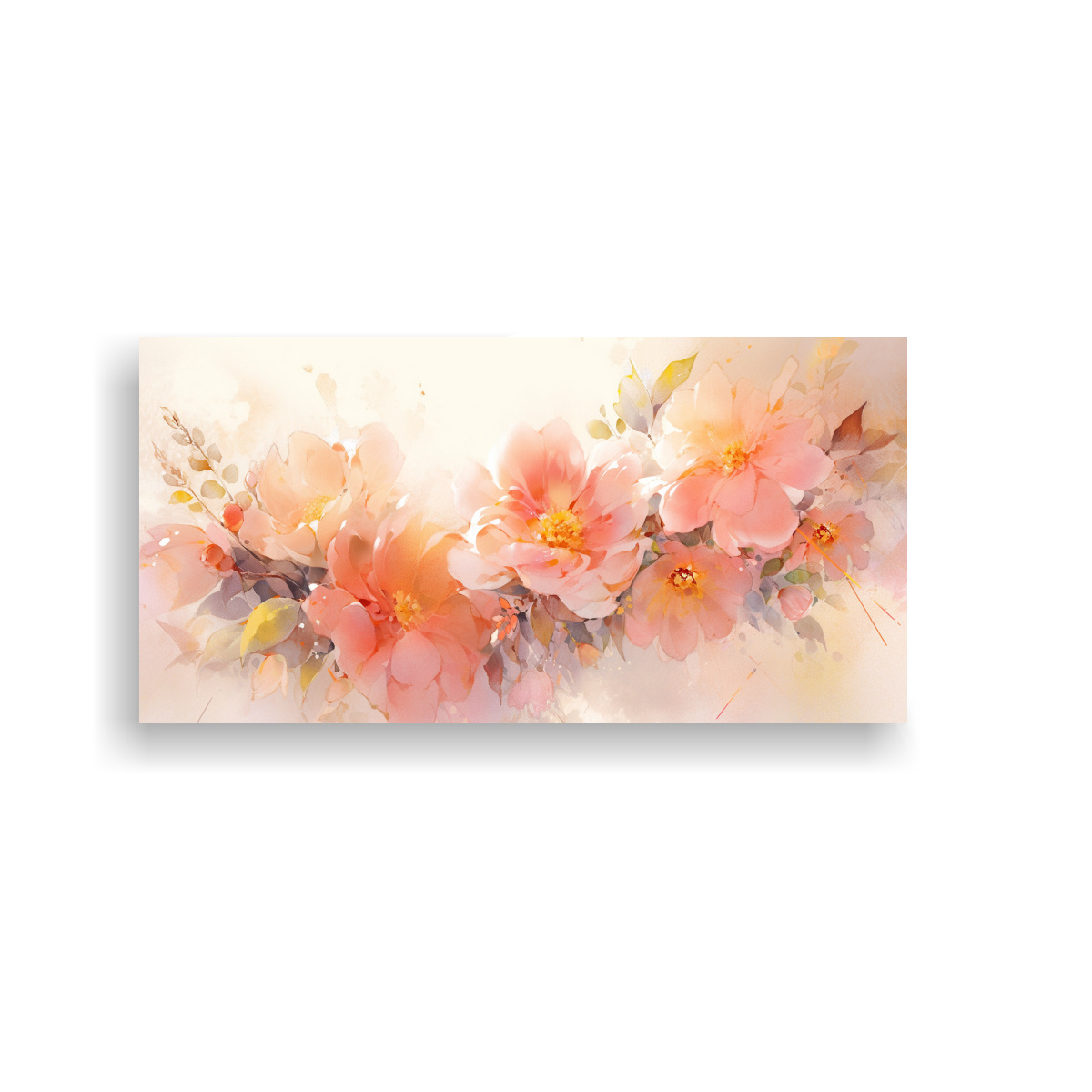 Cuadro De Acuarela Flores En Lienzo Estilo Decorativo - Decocuadros