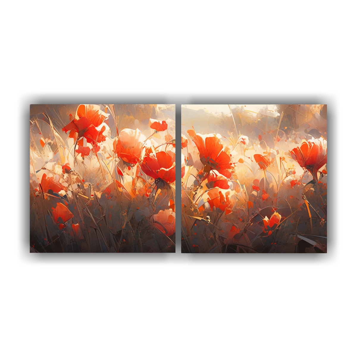 Cuadro Decorativo De Flores Rojas Y Naranjas En Lienzo | DecoCuadros