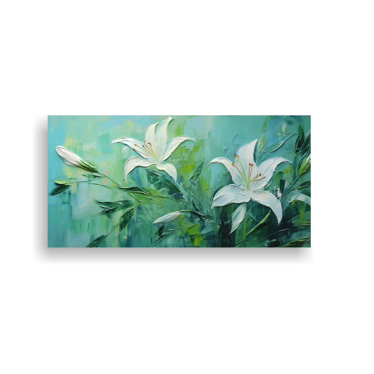 Cuadro De Flores En Lienzo Estilo Vanguardia Simple - Composición Verde - Decocuadros