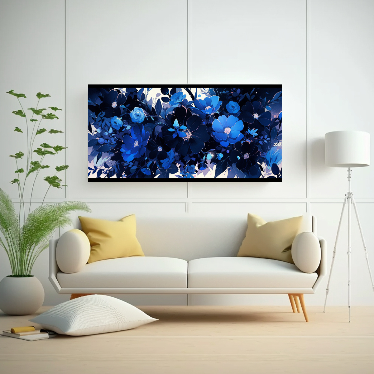 Pintura Decorativa Estilo Neonoir Con Contraste De Colores Negro Y Azul ...