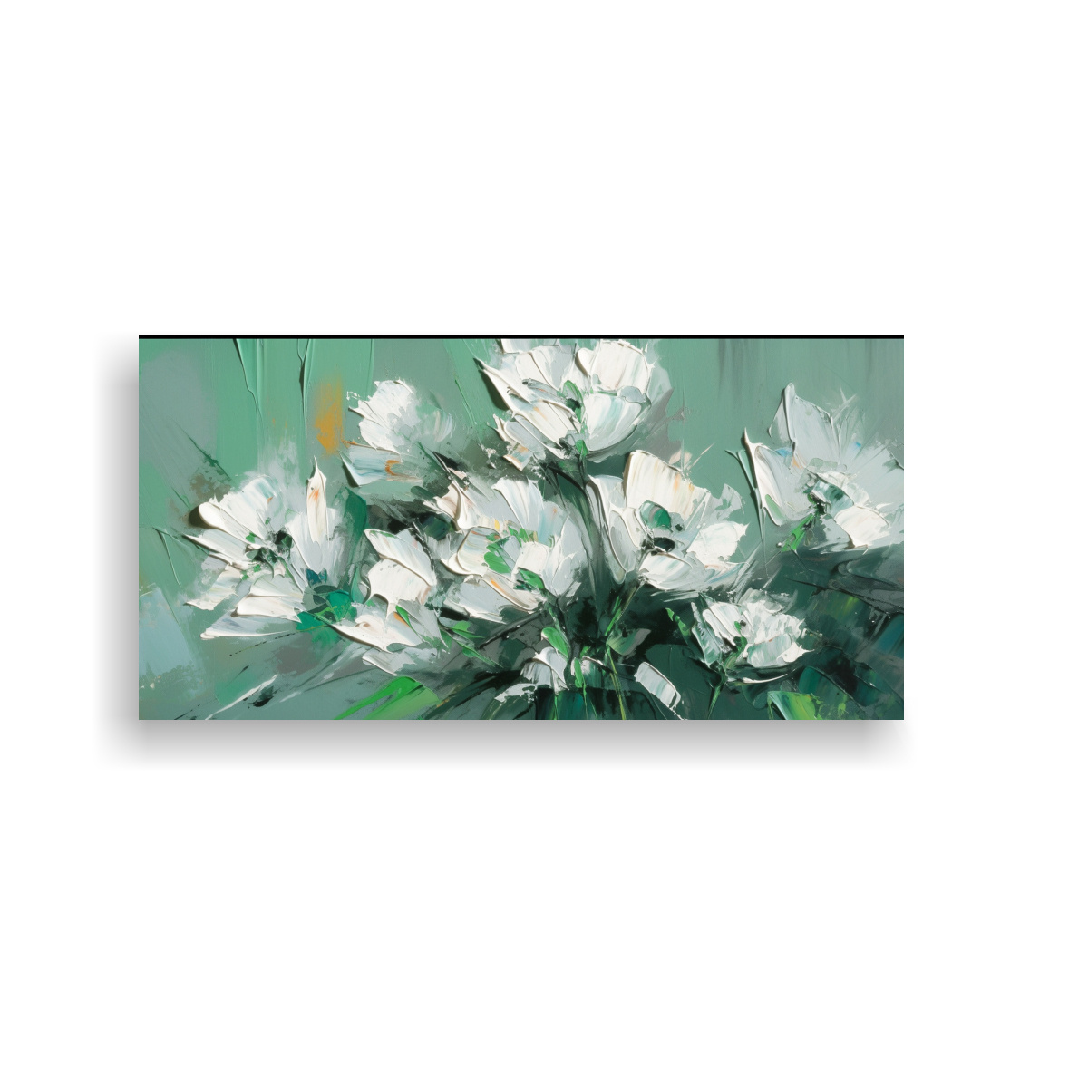 Cuadro De Flores Verdes Y Plateadas En Lienzo - DecoCuadros