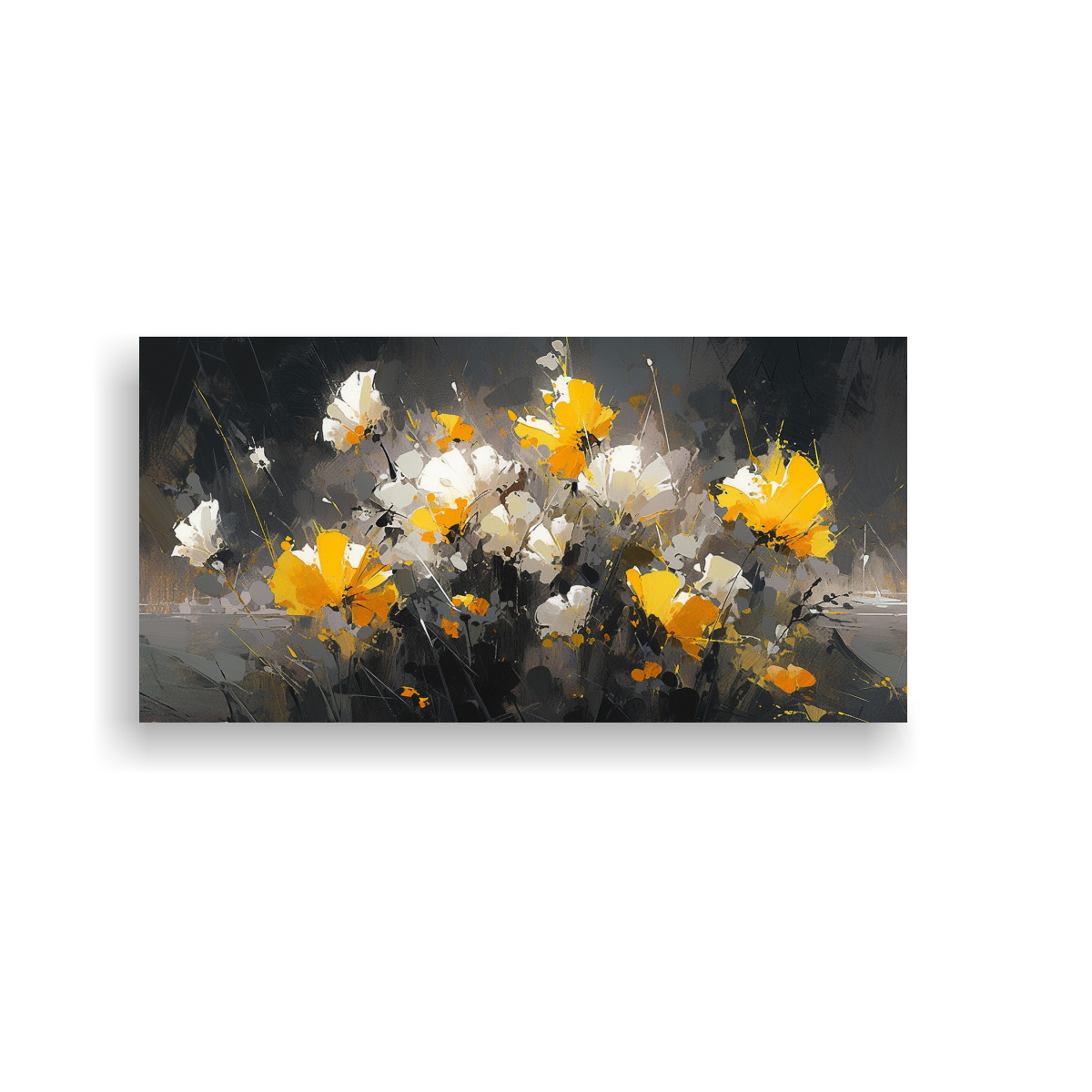 Pintura En Lienzo De Flores Amarillas Y Negras Para Decoración En Canva Colores - Decocuadros