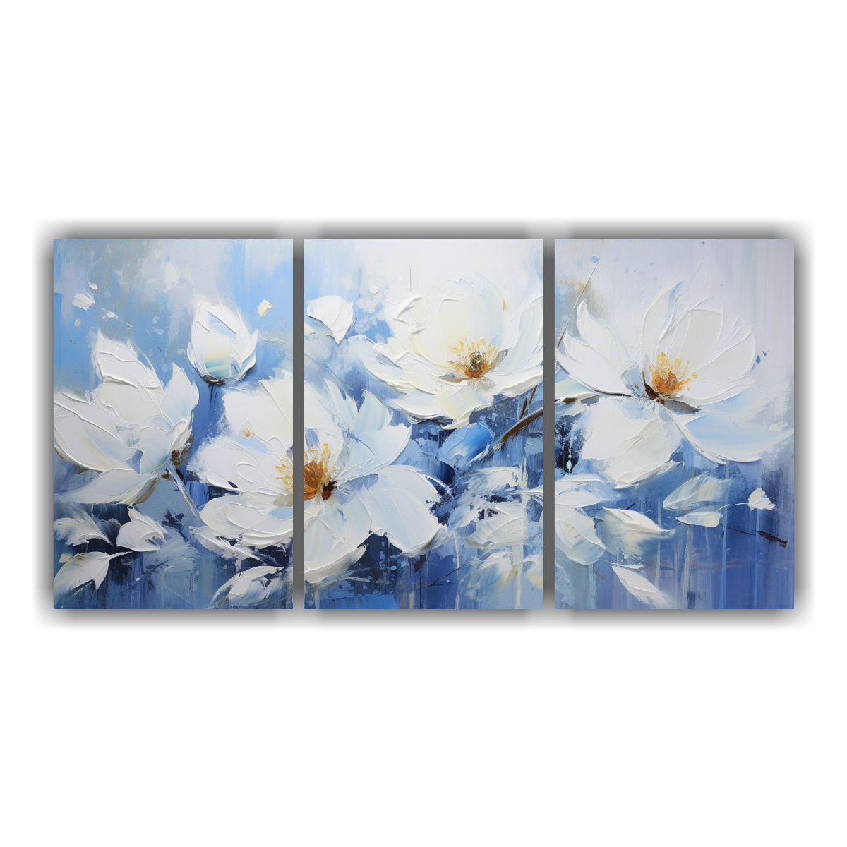 Cuadro De Flores En Colores Blanco Y Azul Para Decorar Con Estilo - Decocuadros