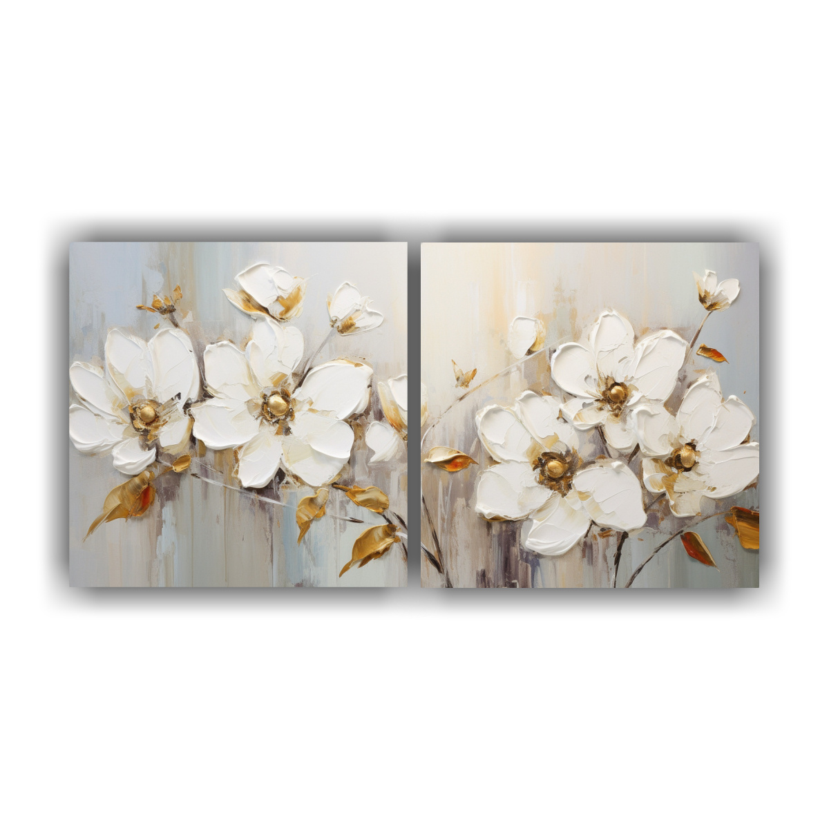 Cuadros Decorativos De Flores En Blanco Y Dorado - DecoCuadros Cuadros Decorativos De Flores En Blanco Y Dorado - DecoCuadros