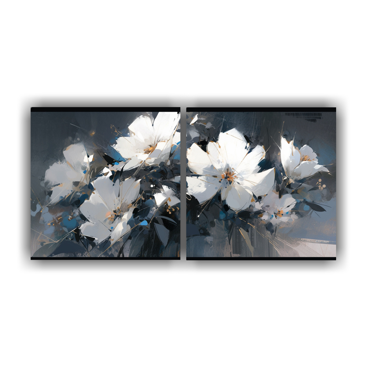 Pintura En Lienzo De Flores En Blanco Y Negro Para Decoración - Decocuadros