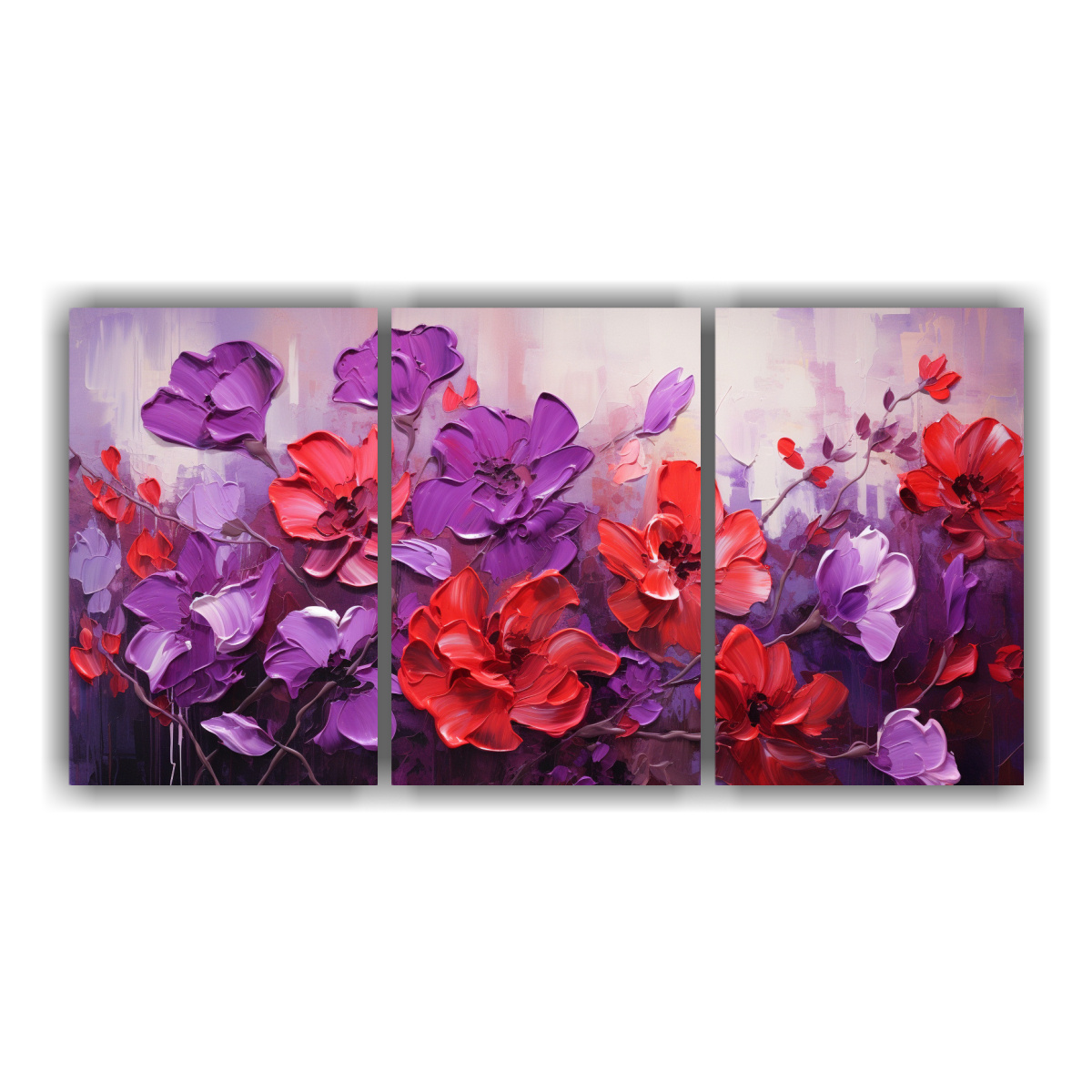 Cuadro De Flores En Colores Morado Y Rojo Para Decoración Del Hogar ...