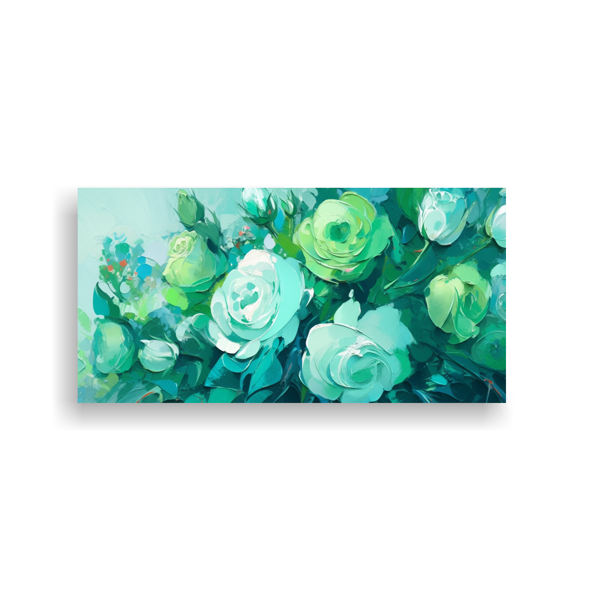 Pintura En Lienzo De Flores En Colores Verde Y Cian Para Decoración Del Hogar - Decocuadros