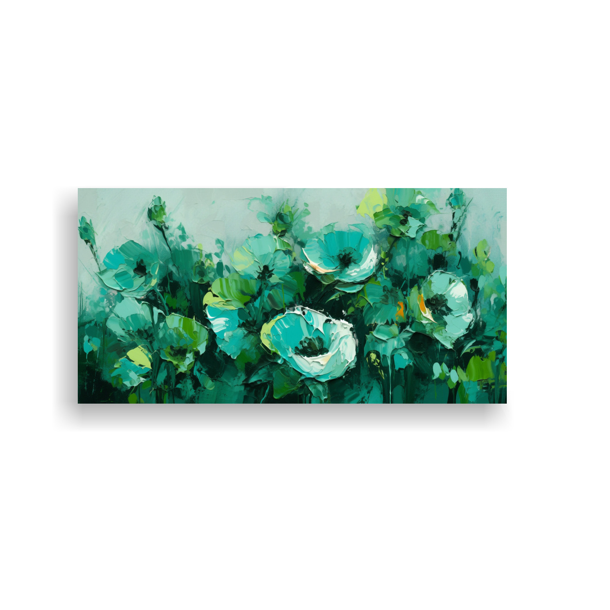 Cuadro De Flores En Colores Verde Y Turquesa Para Decoración De Arte Urbano - DecoCuadros