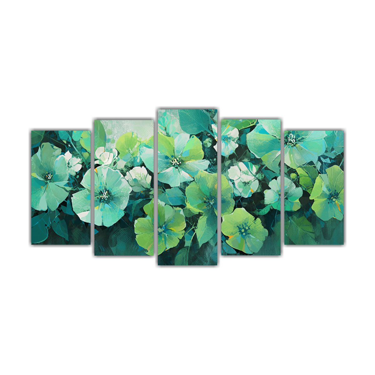 Cuadro Decorativo De Flores En Tonos Verde Y Turquesa - DecoCuadros