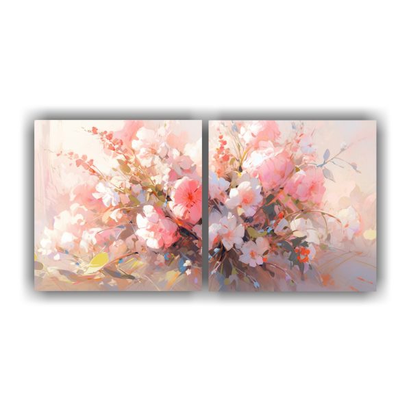 Pintura En Lienzo De Flores En Tonos Rosados Al Estilo De - Decocuadros