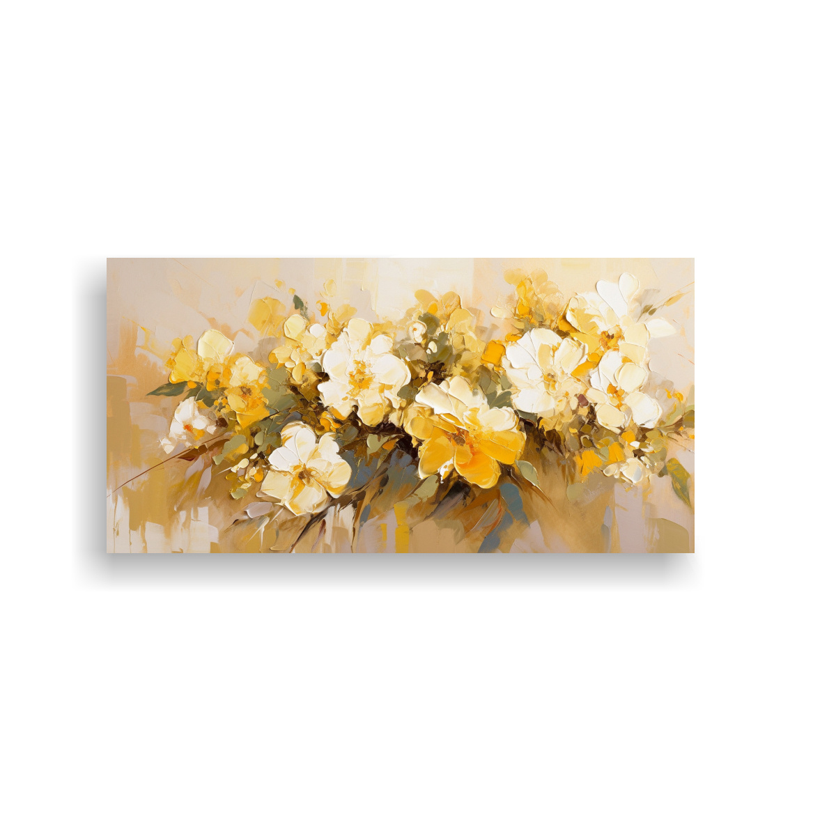 Cuadro Equilibrio Amarillo Y Oro Con Flores De Colores En La Decoración - Decocuadros