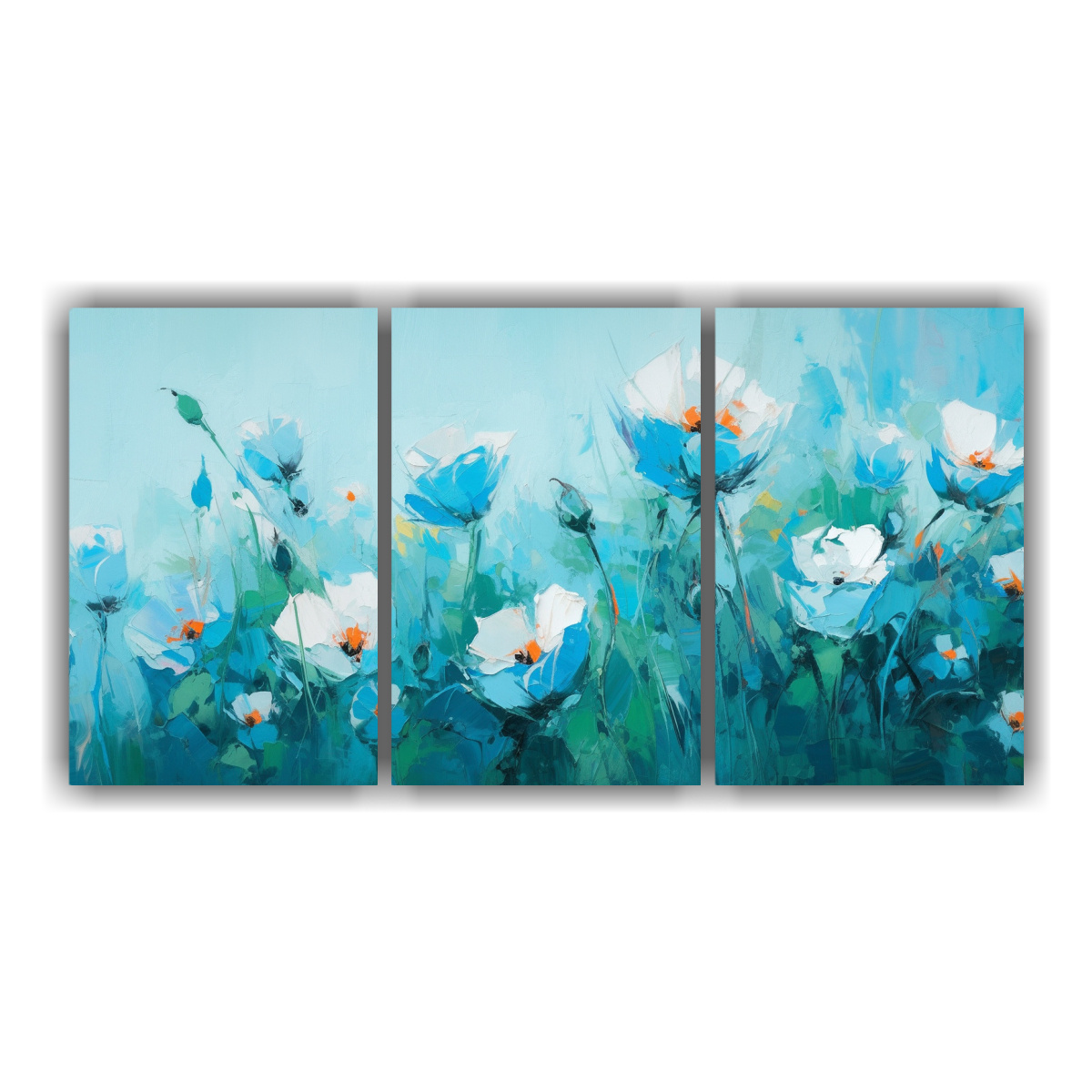 Cuadro De Flores Cian Para Decoración Moderna - Decocuadros