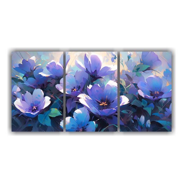 Cuadro De Flores Morado Y Cian En Lienzo Para Decoración - DecoCuadros