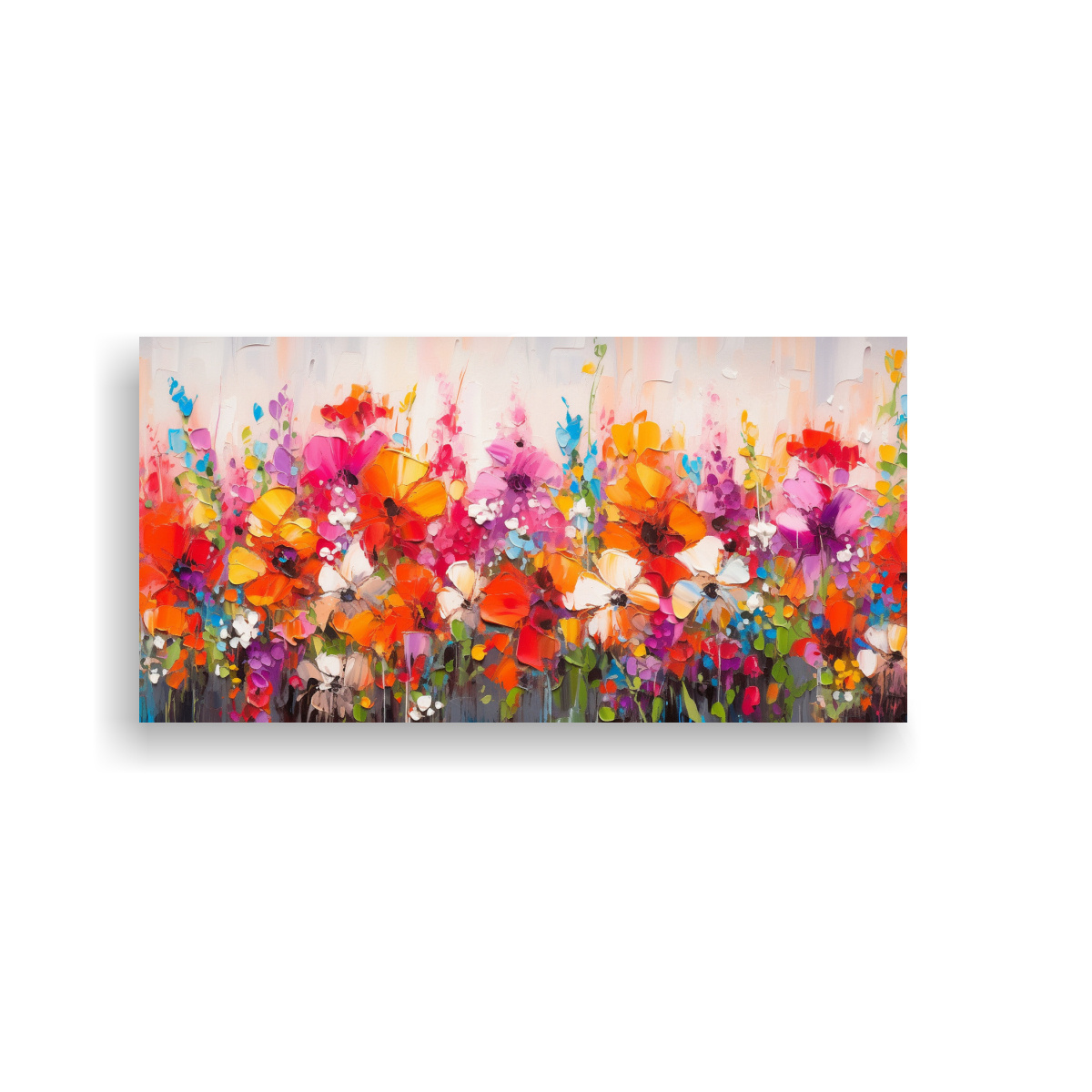Cuadro De Pintura Original Flores Arcoíris En Lienzo - DecoCuadros