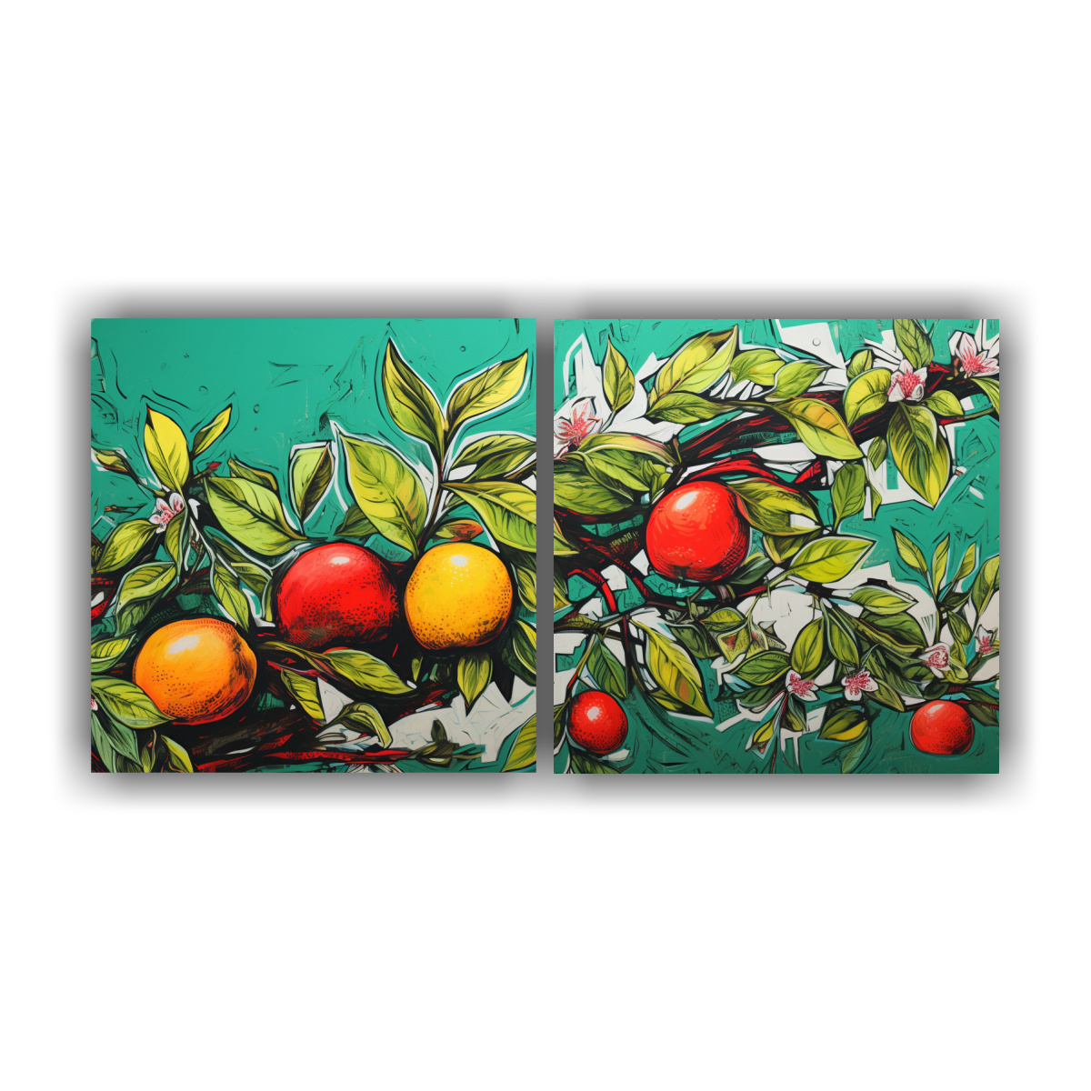 Cuadro Decorativo: Armonía Cromática A Lemon Tree En Verde Y Rojo Con ...