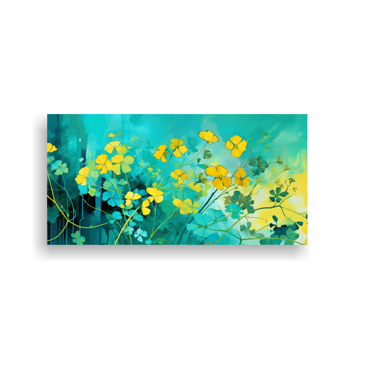 Cuadro Decorativo De Hierbas De Cilantro En Colores Amarillo Y Turquesa ...