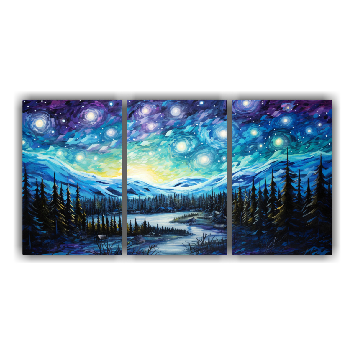 Pinturas Decorativas De Naturaleza En Los Colores Morado Y Turquesa ...