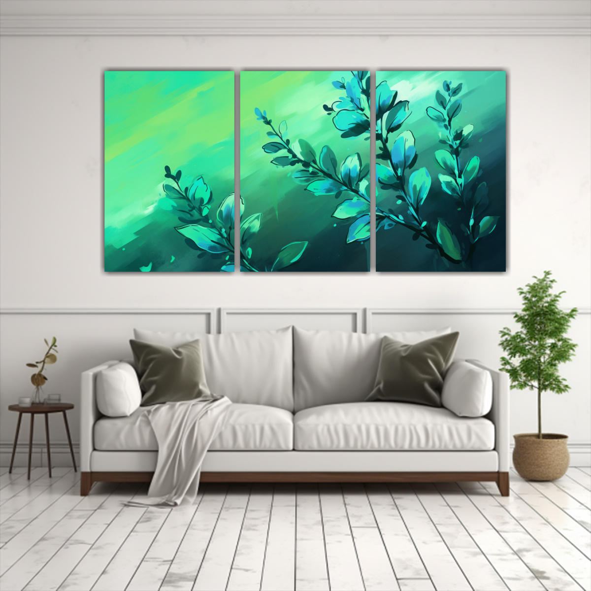 Cuadro Decorativo En Verde Y Turquesa - 3 Fine Arts Estilo Galeria A ...