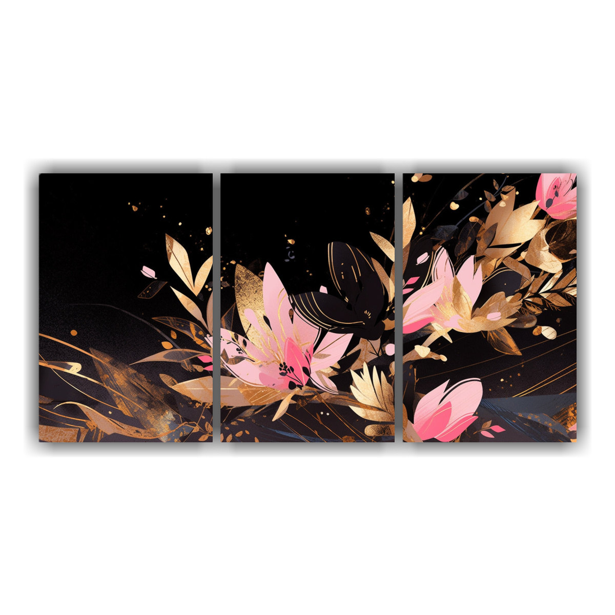 Cuadros Decorativos En Colores Oro Y Rosa - Estilo Neonoir - Decocuadros