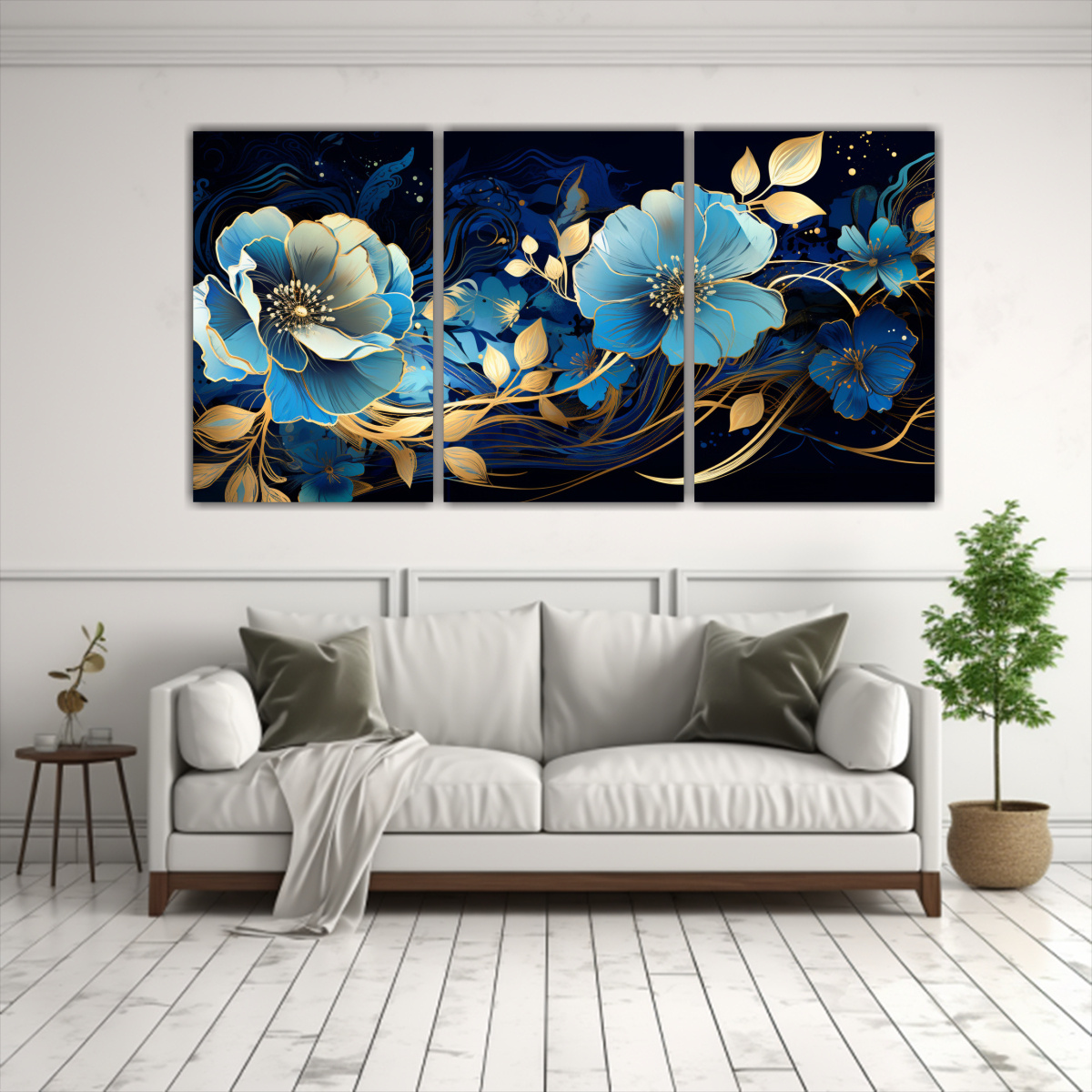 Cuadros Decorativos Con Creatividad Espectacular, Colores Oro Y Azul, Ambiente Neonoir Al Estilo ...