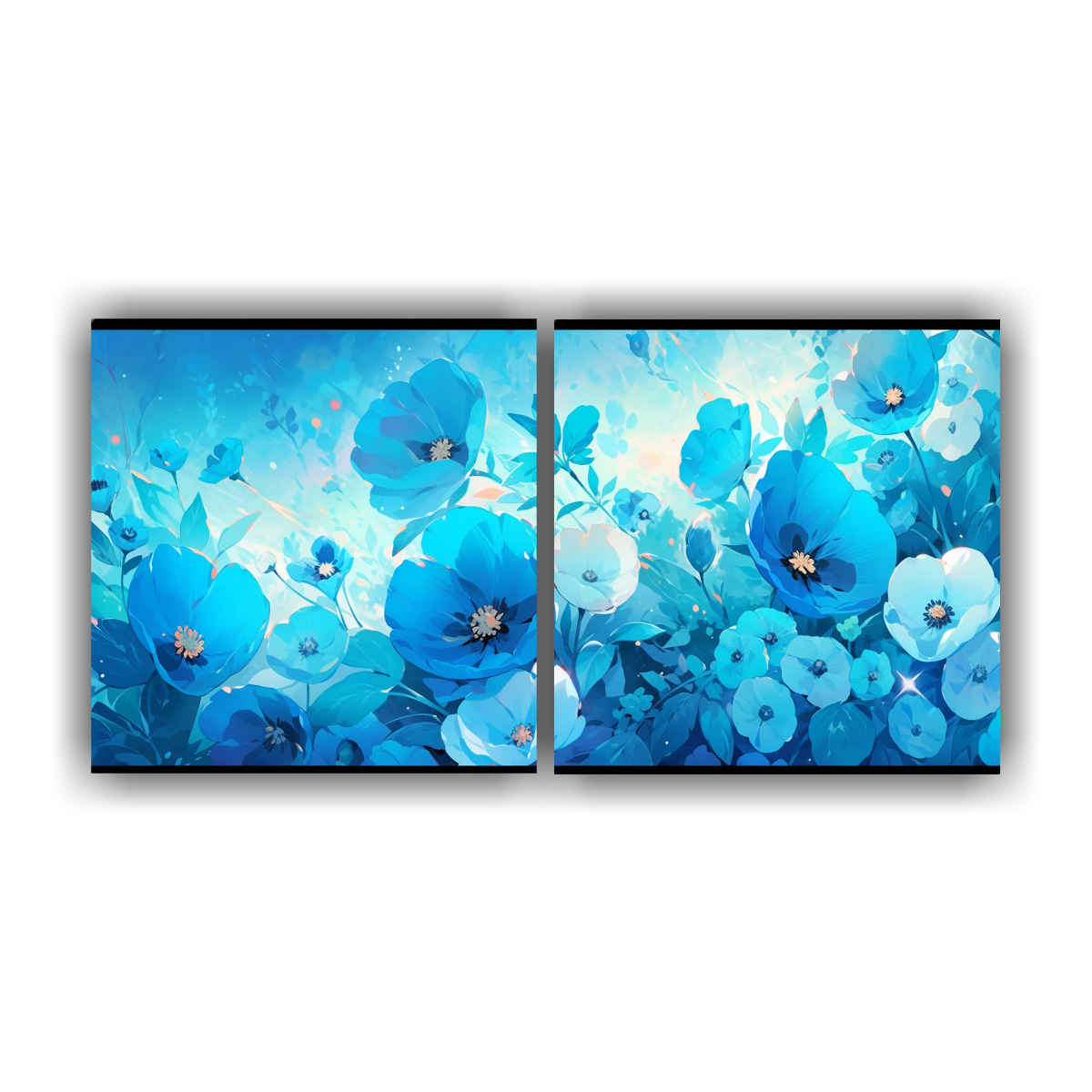 Set 2 Cuadros Horizontal Alegría Turquesa Y Azul Colores Neo-noir ...