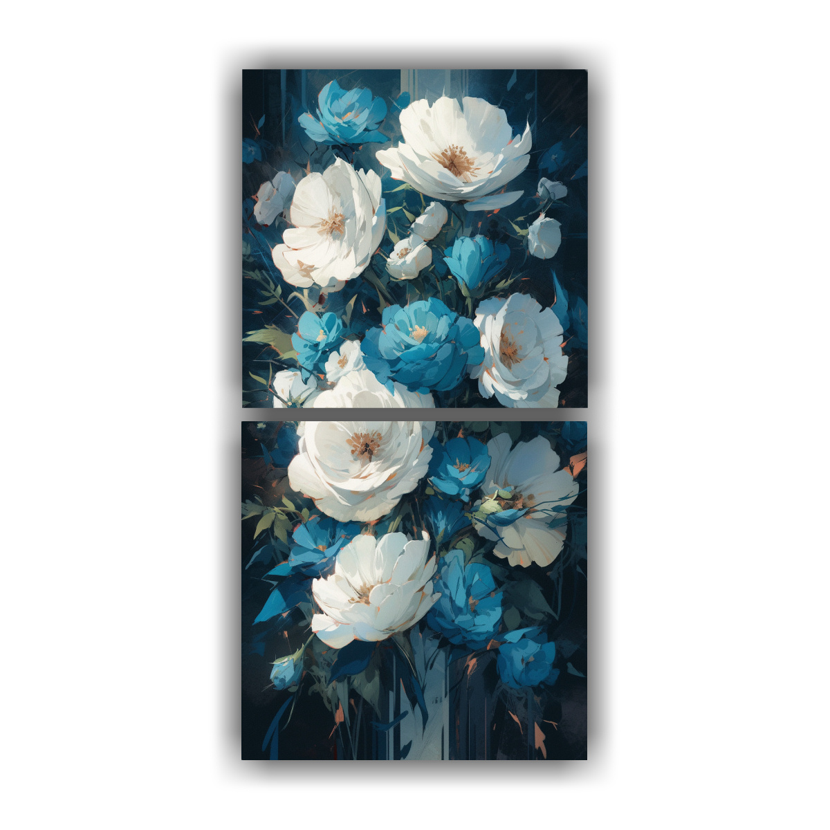 Cuadro Decorativo Estilo Floral En Color Cian - DecoCuadros