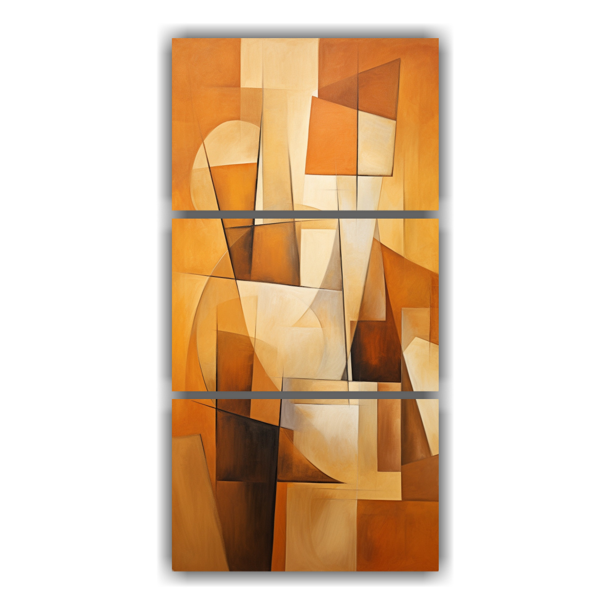 Conjunto 3 Cuadros Vanguardia Simétricos En Tonos Terrosos - ¡Compra Ahora! - Decocuadros