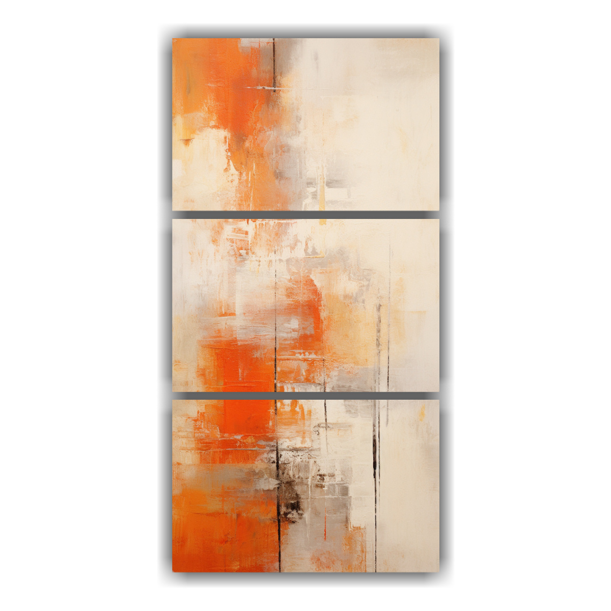 Conjunto 3 Cuadros Vintage Abstracto Naranja Profundo - DecoCuadros