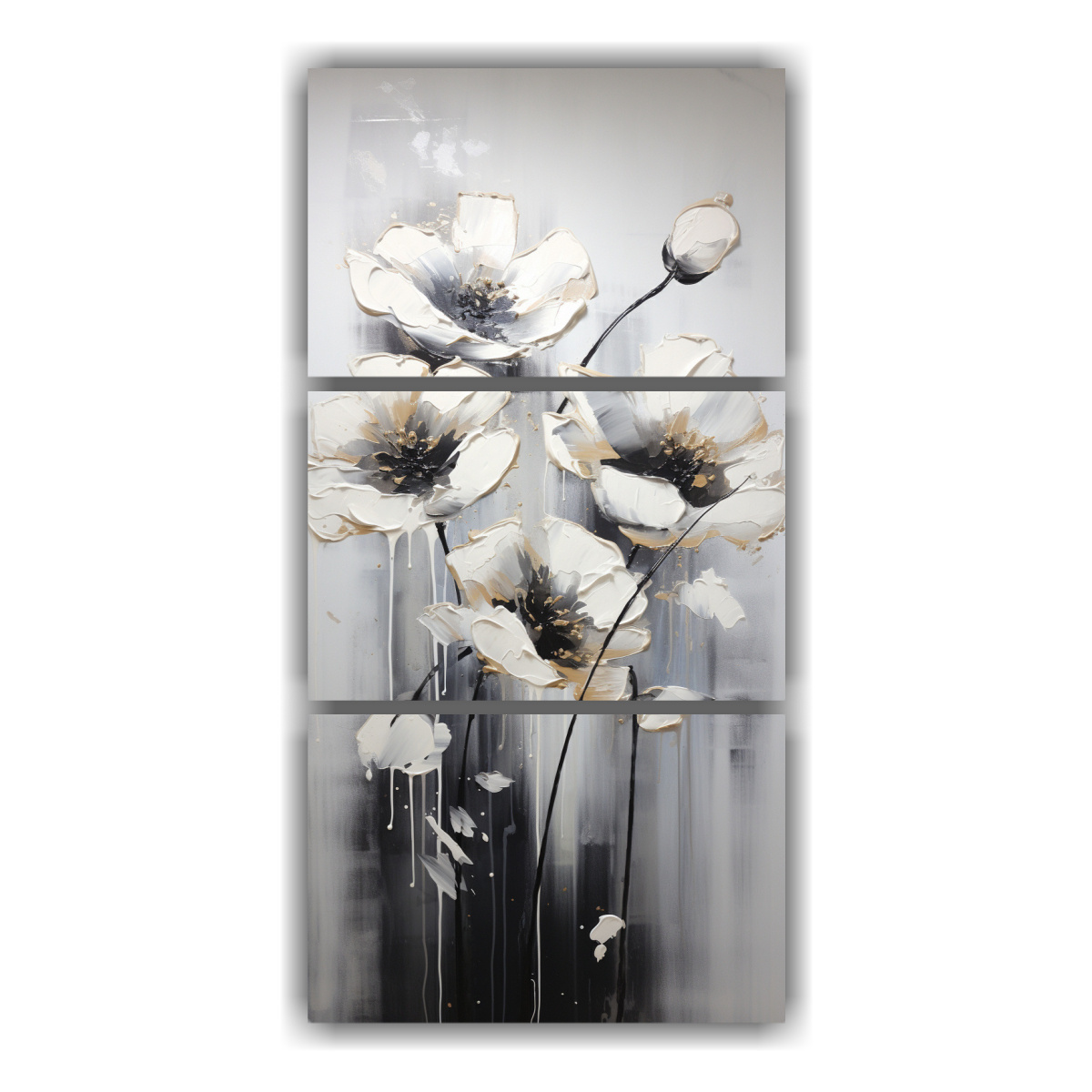 Conjunto De Cuadros Expresión Cálida Con Amapolas Negras En Lienzo - DecoCuadros