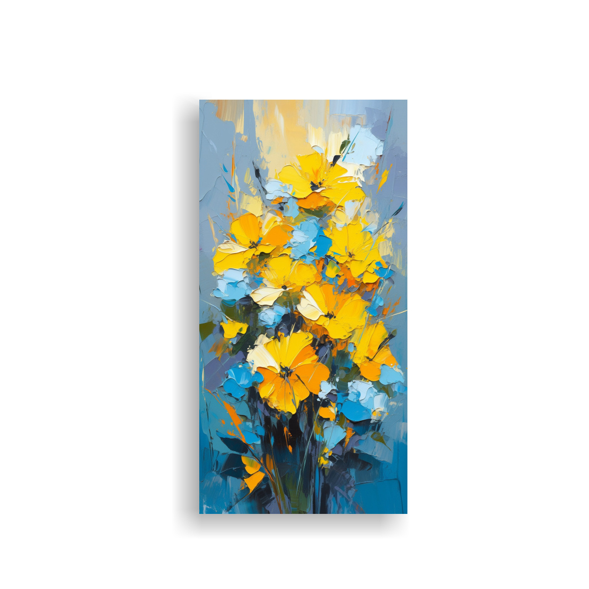 Cuadro Abstracto Amarillo Y Cian En Tela - DecoCuadros