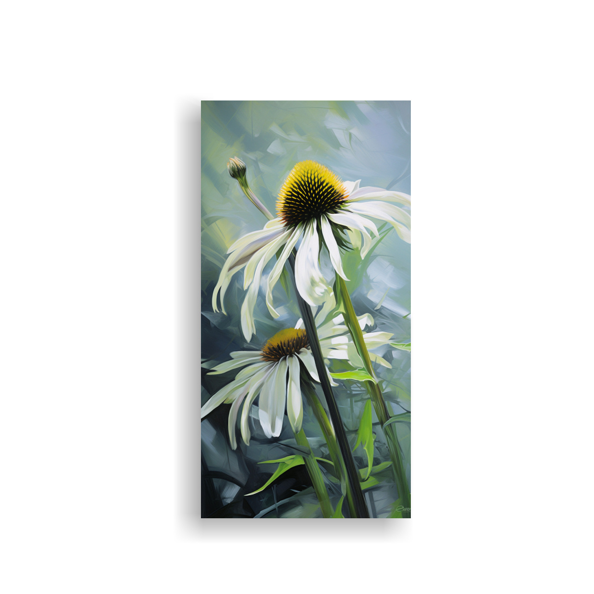 Cuadro Abstracto De Flores Coneflower, Intensa Perspectiva Estilo óleo ...