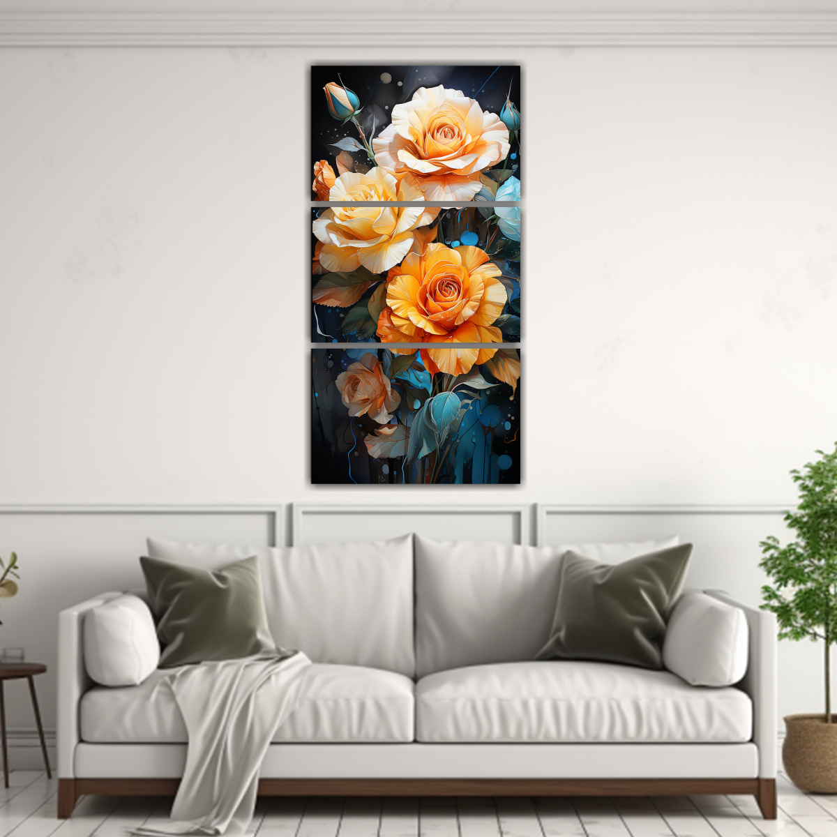 Cuadro Abstracto Fotografía Simétrica Amarillo Turquesa | DecoCuadros