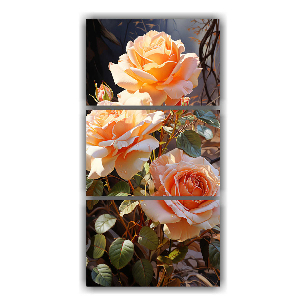 Cuadro Abstracto En Acuarela Con Rosas Naranjas Y Colores - DecoCuadros