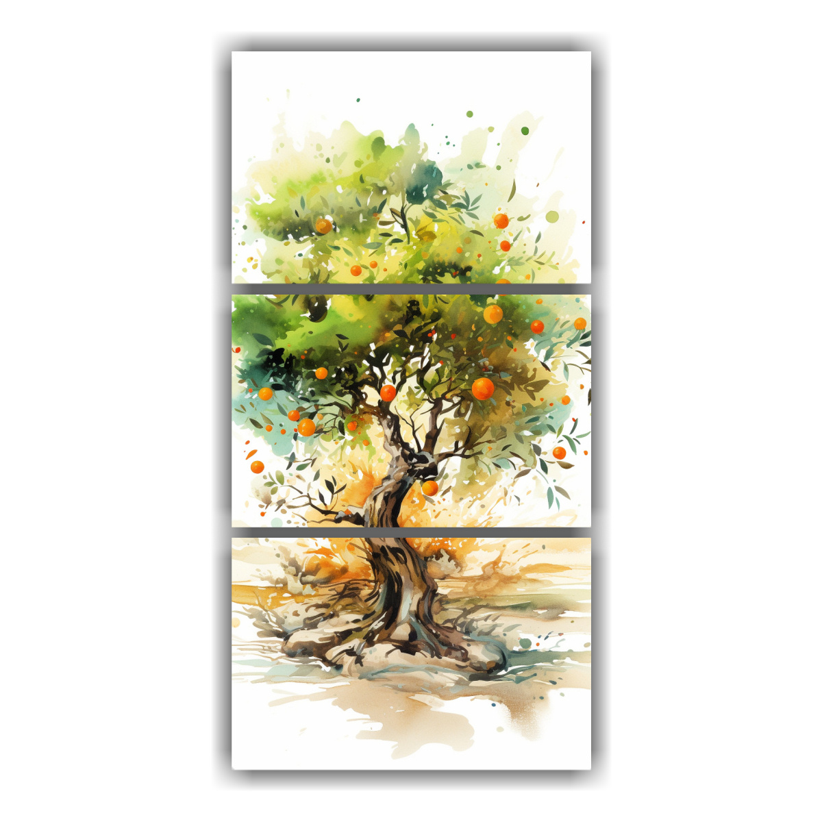 Cuadro Abstracto En Tonos Verde Olivo Y Naranja - DecoCuadros