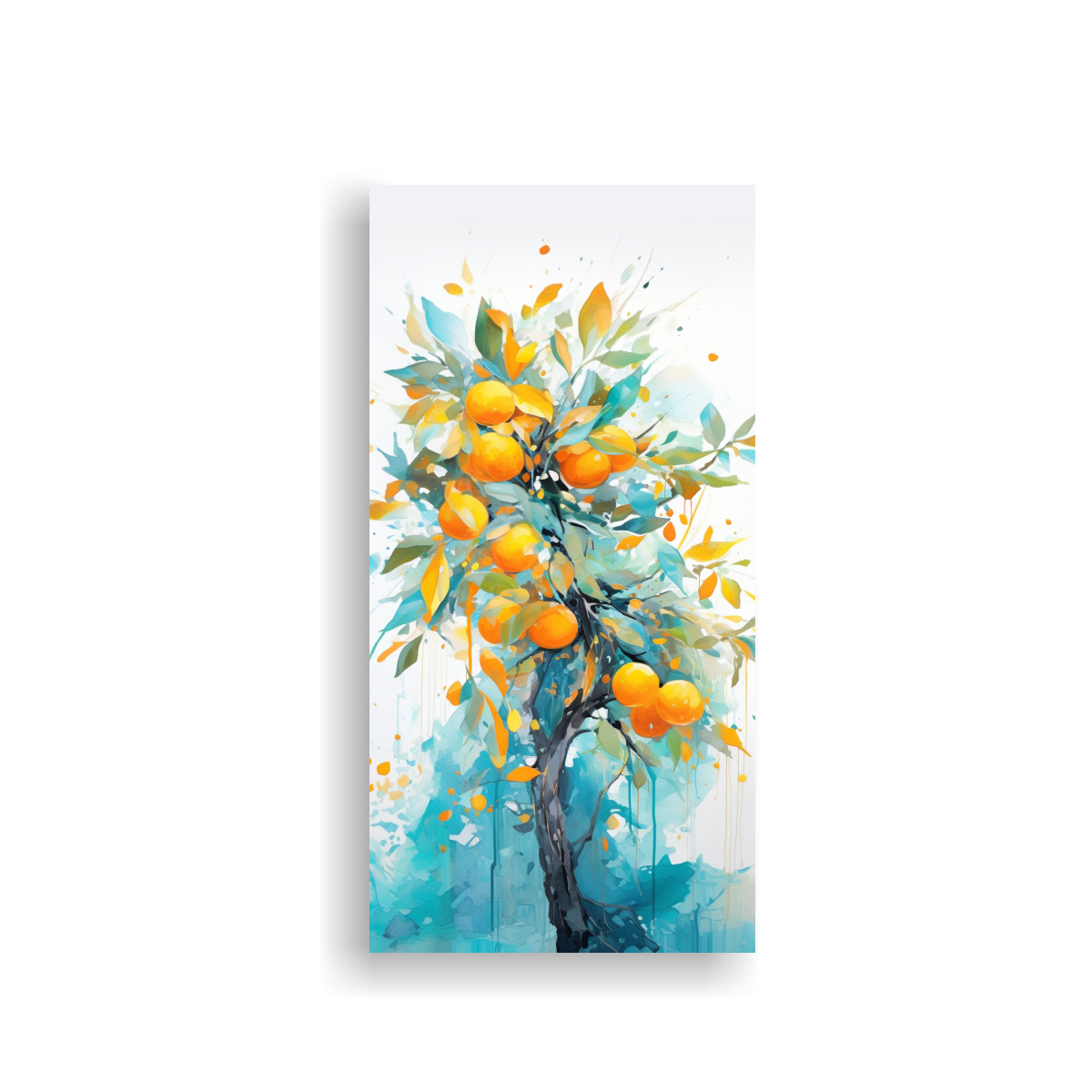 Cuadro Abstracto árbol Naranja Y Turquesa - DecoCuadros