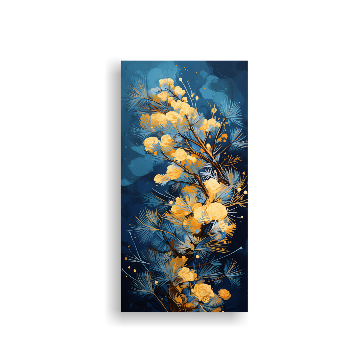 Cuadro Conceptual Luminosidad Pino Escocés En Oro Y Azul Atmosfera Neonoir - DecoCuadros